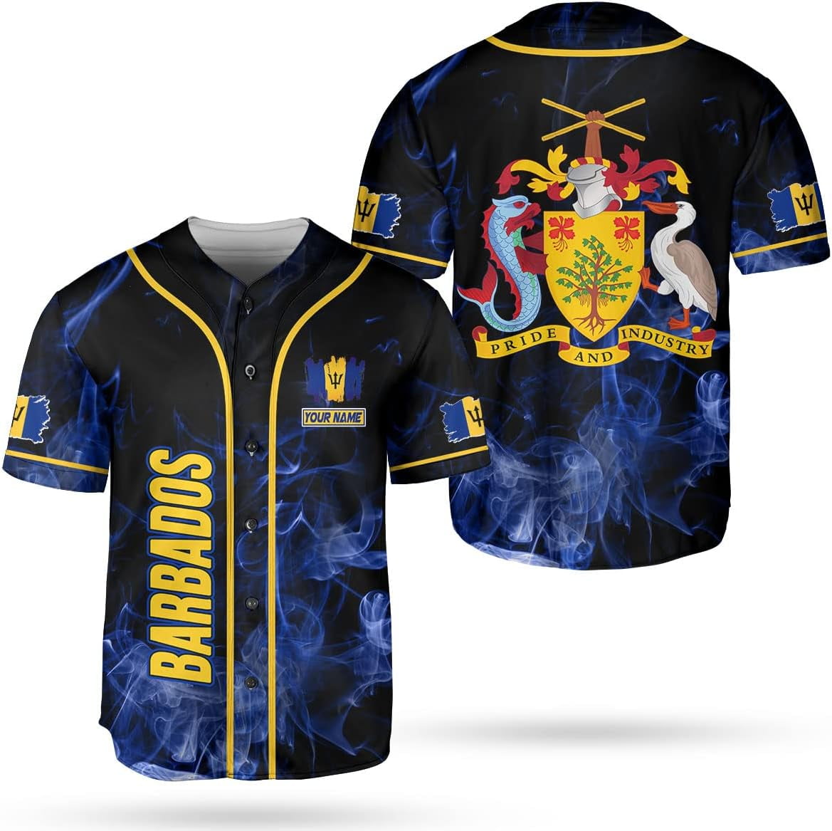 Personalized Barbados Baseball Jersey Shirt, Bajan Flag Jersey ...