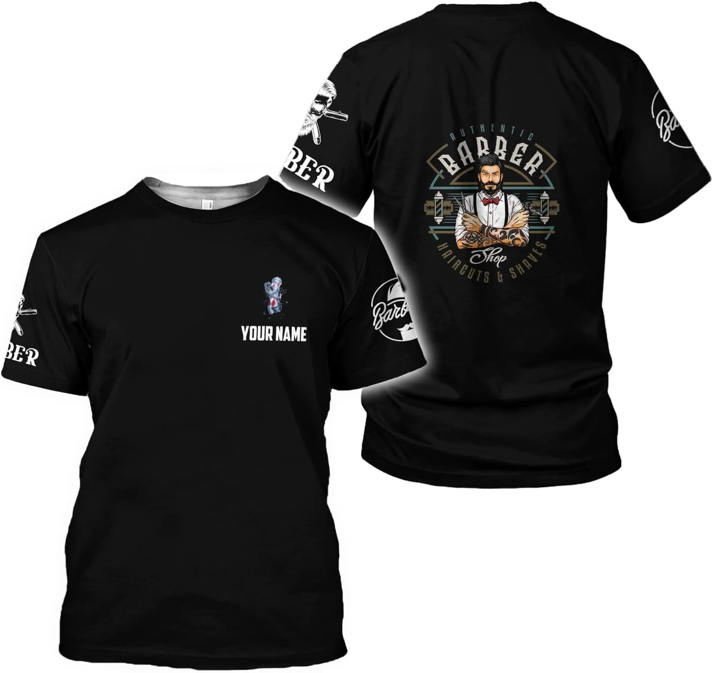 Personalized Barber Shop Shirt 3D Barber Shirts Hairdresser Haircutting ...