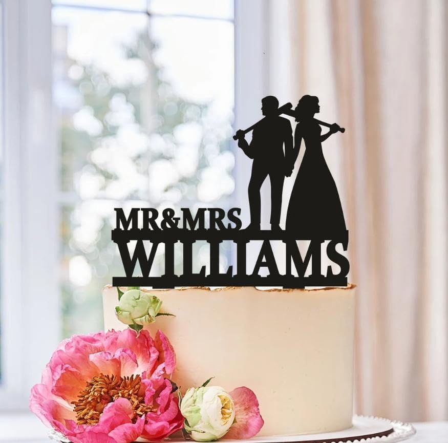 Personalized Baseball Theme Wedding Acrylic Cake Topper, For ...