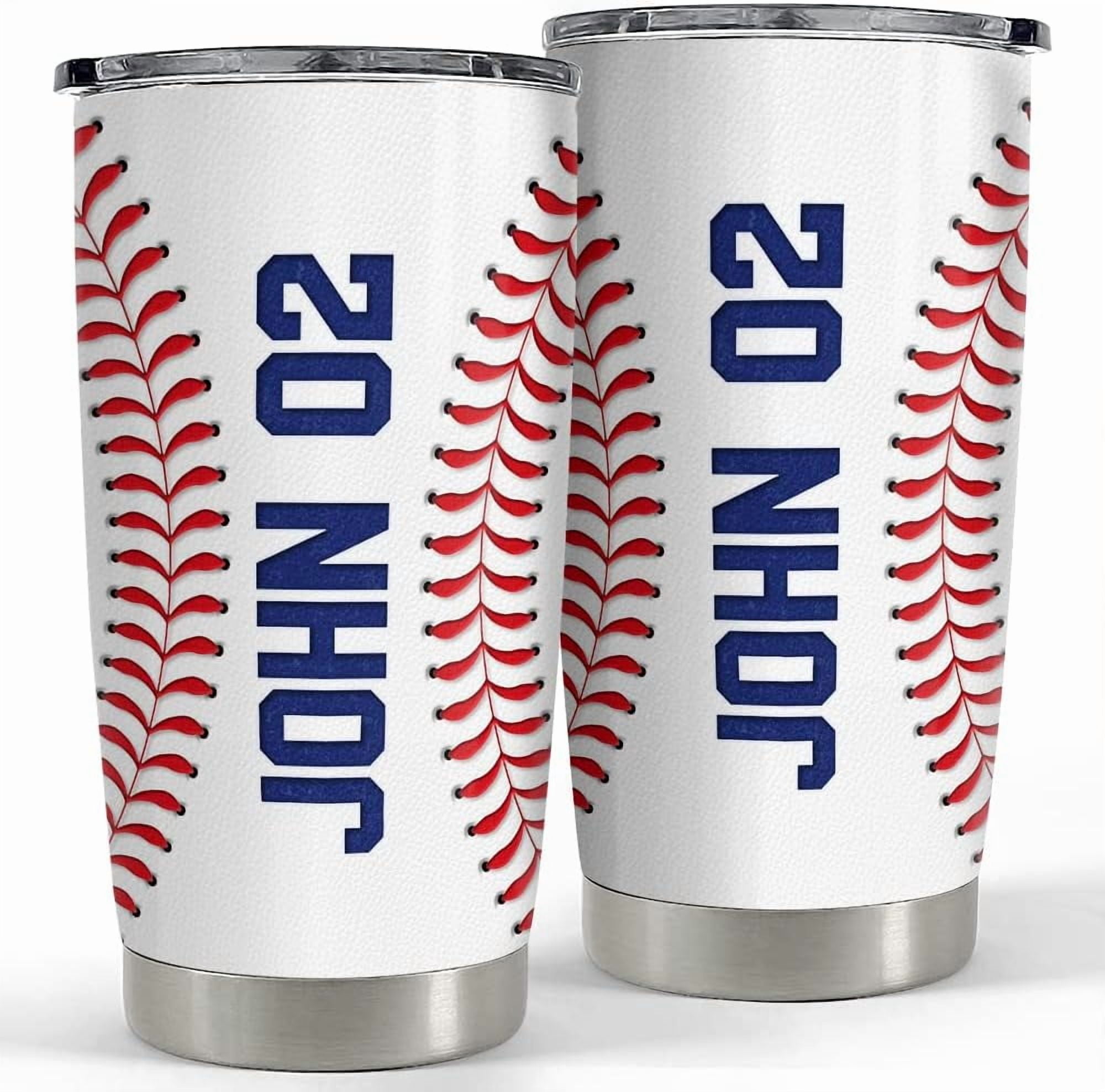 Personalized Baseball Tumbler - Custom Name 20oz With Lid - Gift for ...