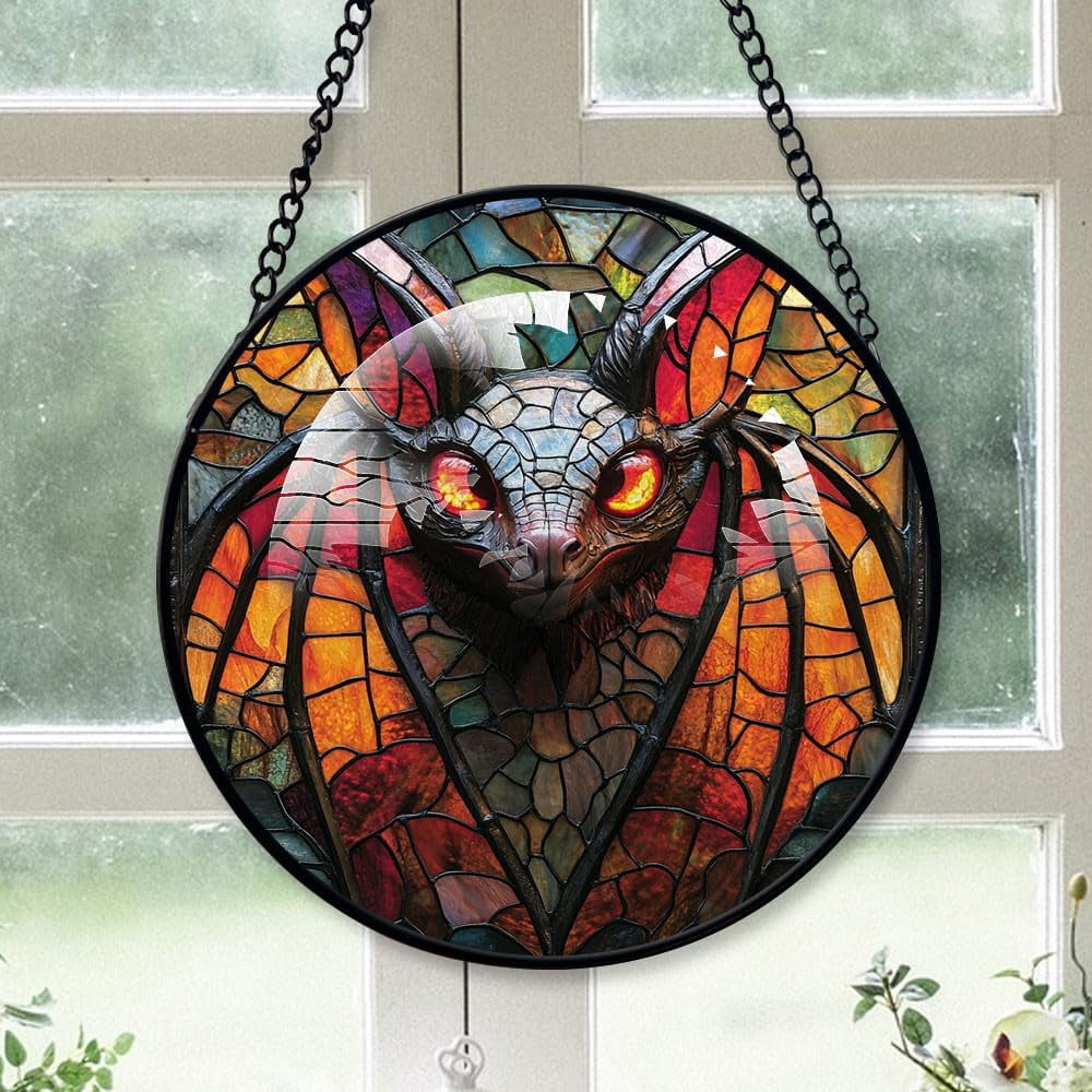 Personalized Bat Paper Stained Glass Suncatcher Artistic Window Hanging ...