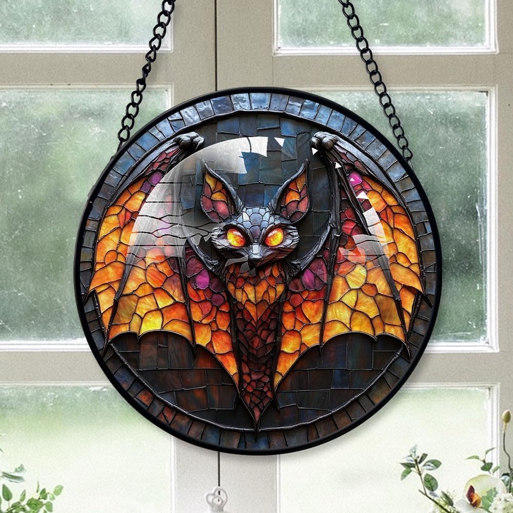 Personalized Bat Paper Suncatcher Stained Glass, Bat Paper Stained ...