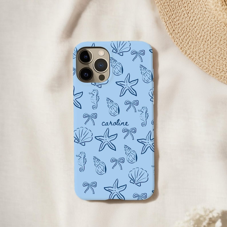 Personalized Beach Shells Case for iPhone 16 15 14 13 12 11 Pro Max ...