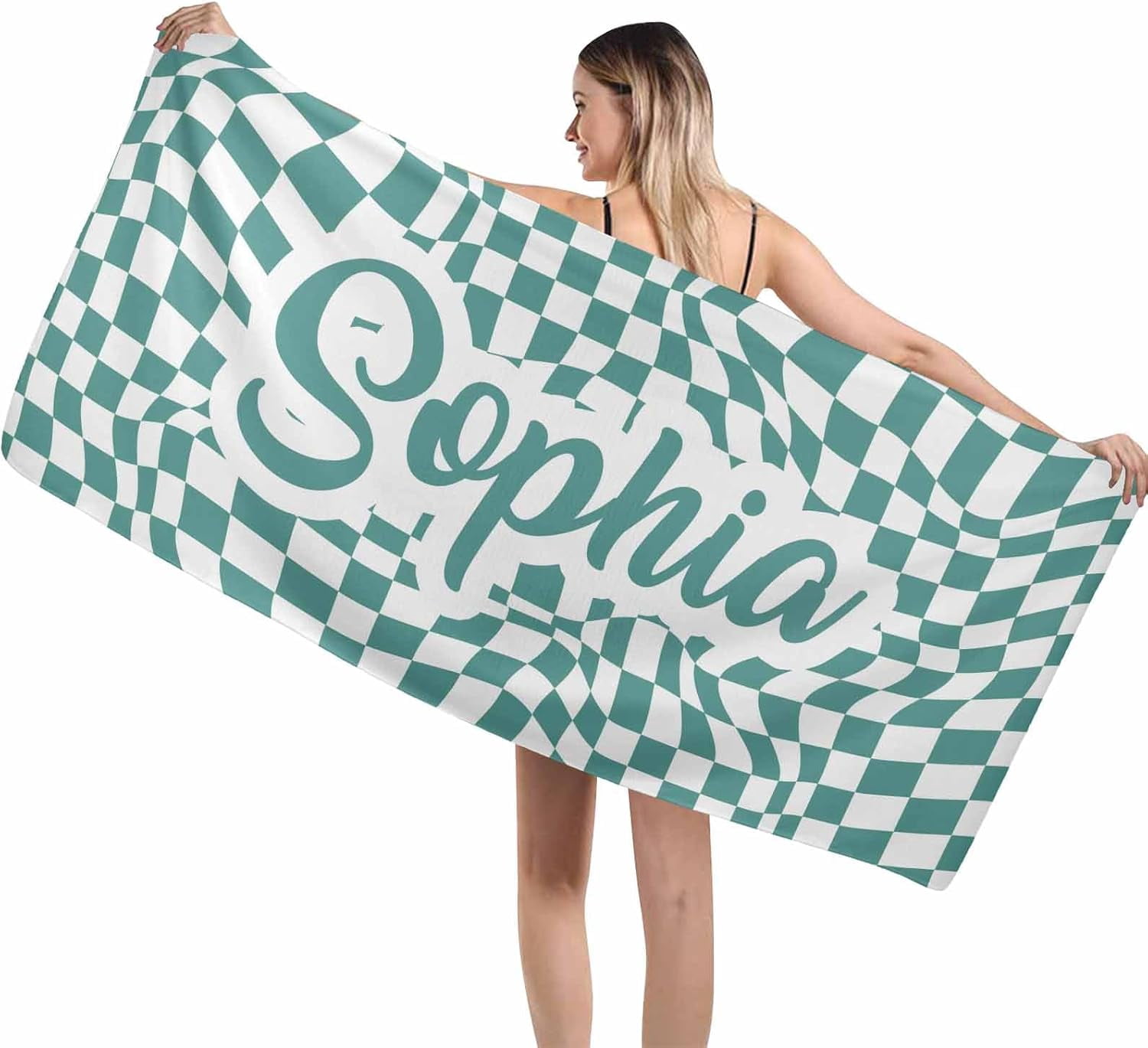 Personalized Beach Towel With Name For Mom Dad Grandma Grandpa, Yellow ...