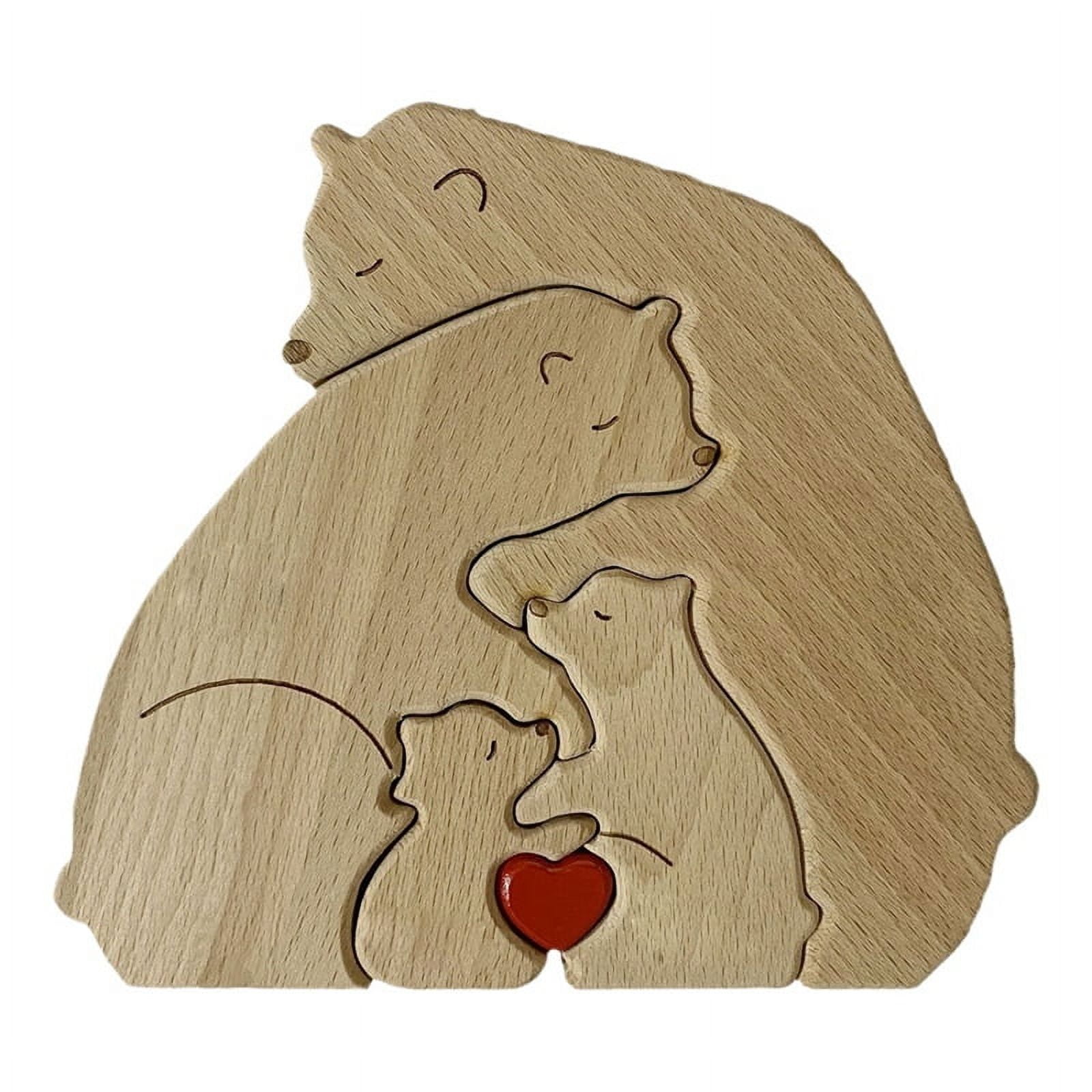 Personalized Bear Family Names Puzzle, Custom Wooden Bear Sculpture ...