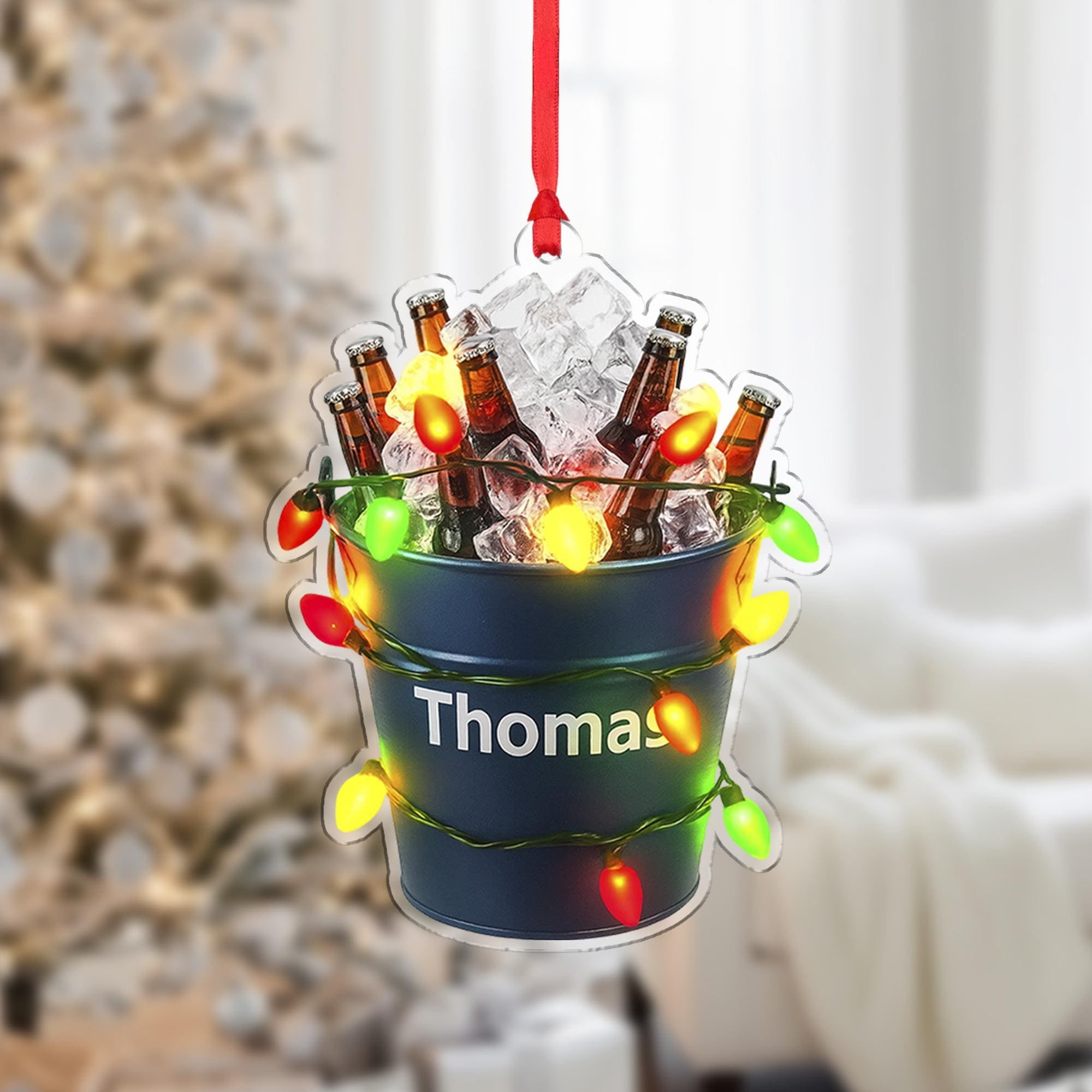 Personalized Beer Bucket Acrylic Christmas Ornament with Lights Custom ...