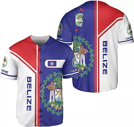 Personalized Belize Baseball Jersey Camisa Shirt, Belizean Flag Jersey ...