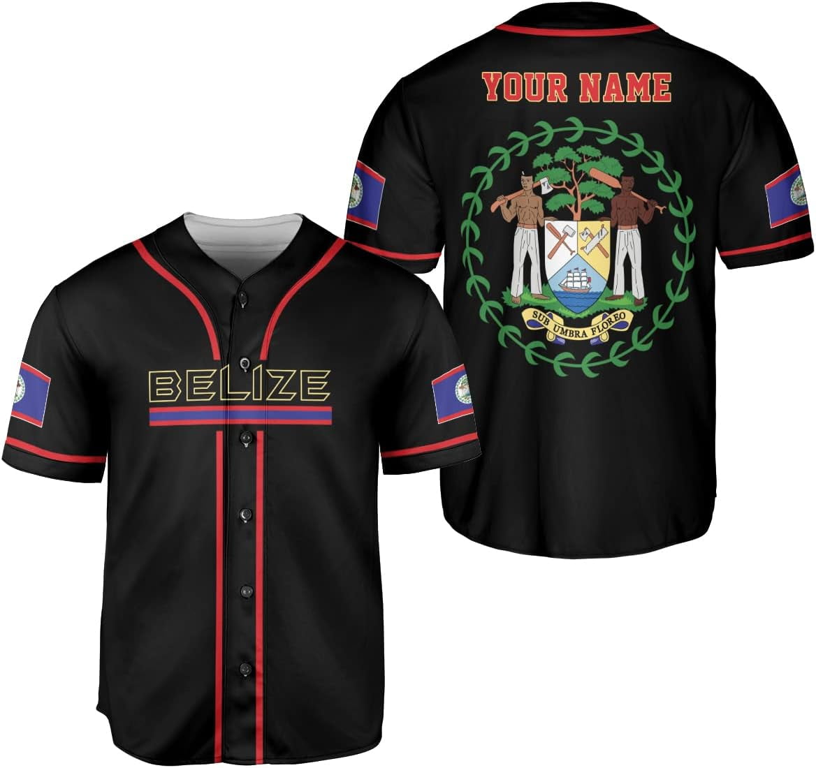 Personalized Belize Baseball Jersey Camisa Shirt, Belizean Flag Jersey ...