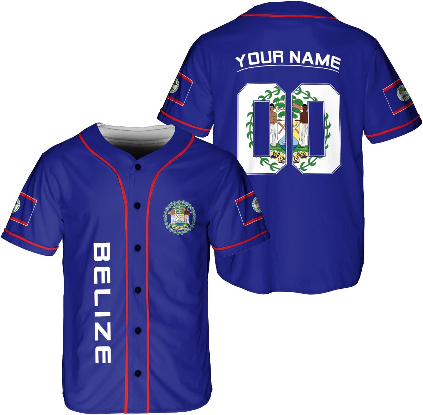 Personalized Belize Baseball Jersey Camisa Shirt, Belizean Flag Jersey ...