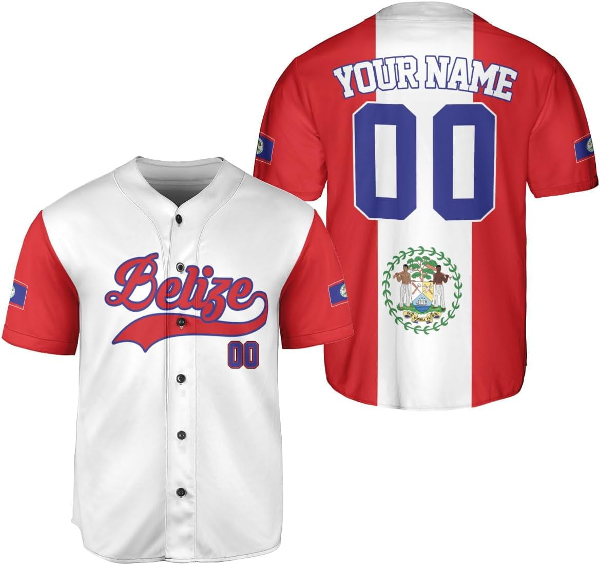 Personalized Belize Baseball Jersey Shirt, Belizean Flag Jersey ...