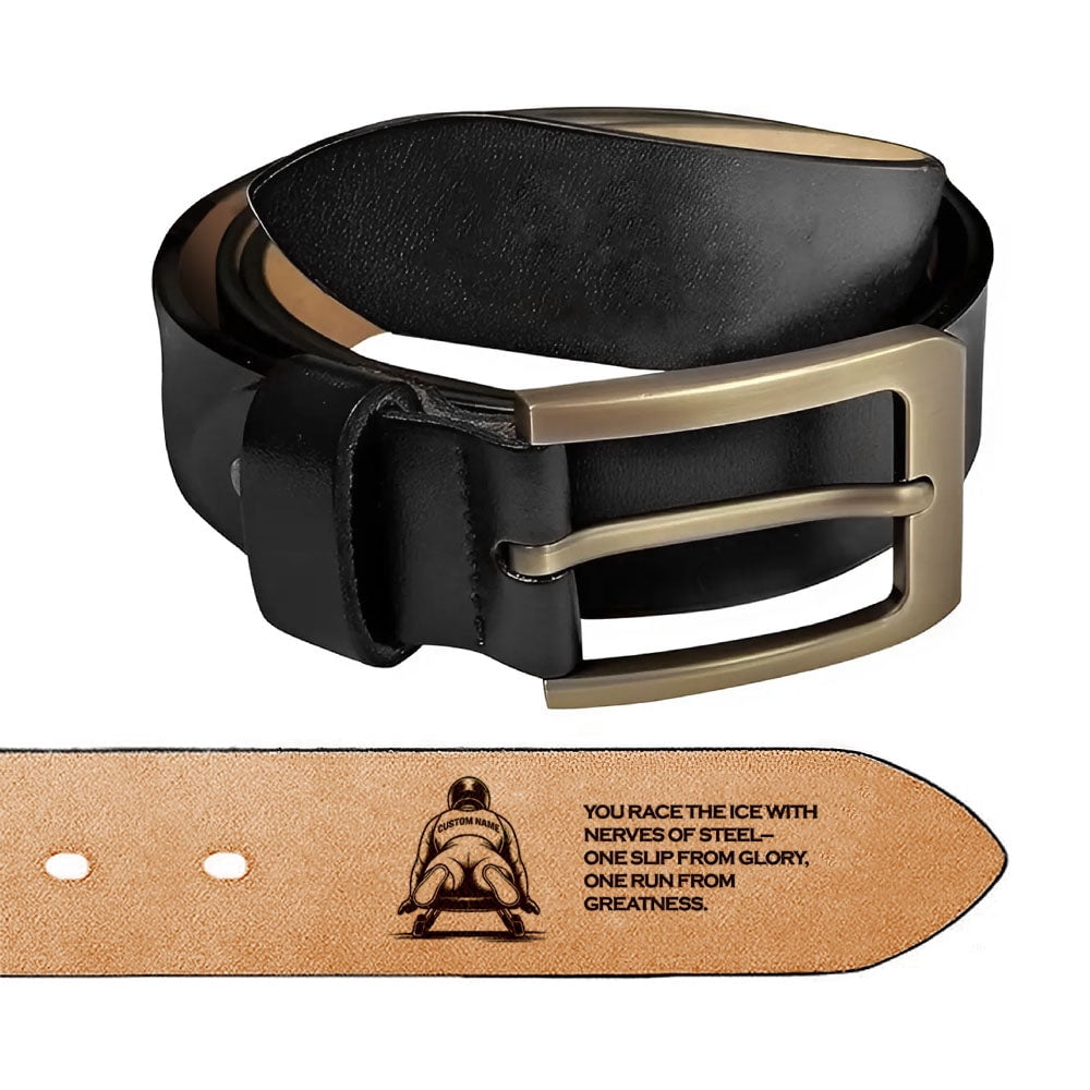 Personalized Belt for Luge Racer, Engraved Gift for Men Who Slide with ...