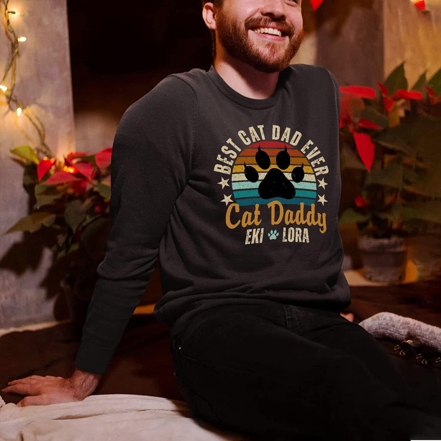 Personalized Best Cat Dad Ever Shirt, Cat Daddy Fathers Day Custom Photo Funny Custom Cat Dad ...