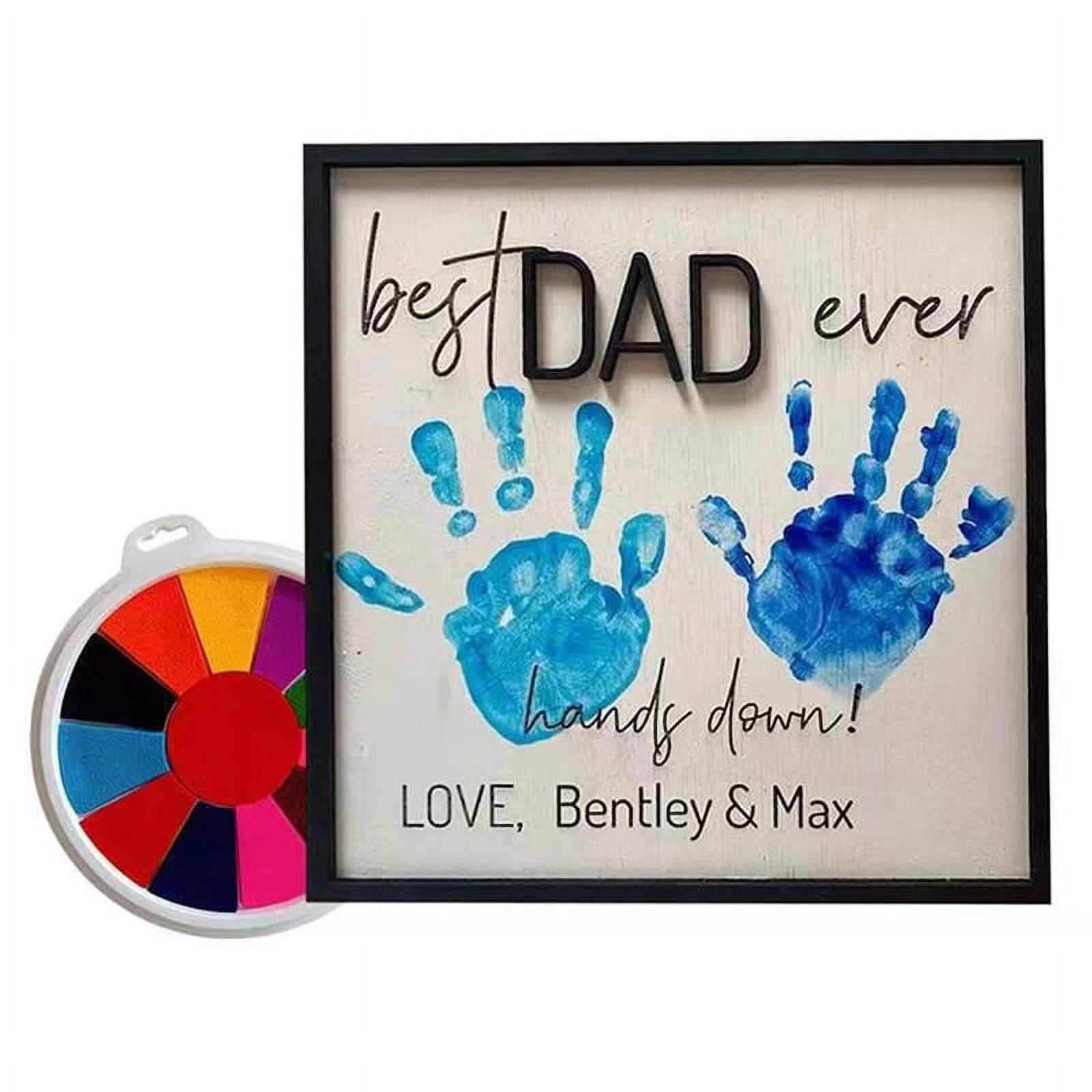 Personalized Best Dad Ever Hands Down Sign, Custom DIY Handprint Wooden ...