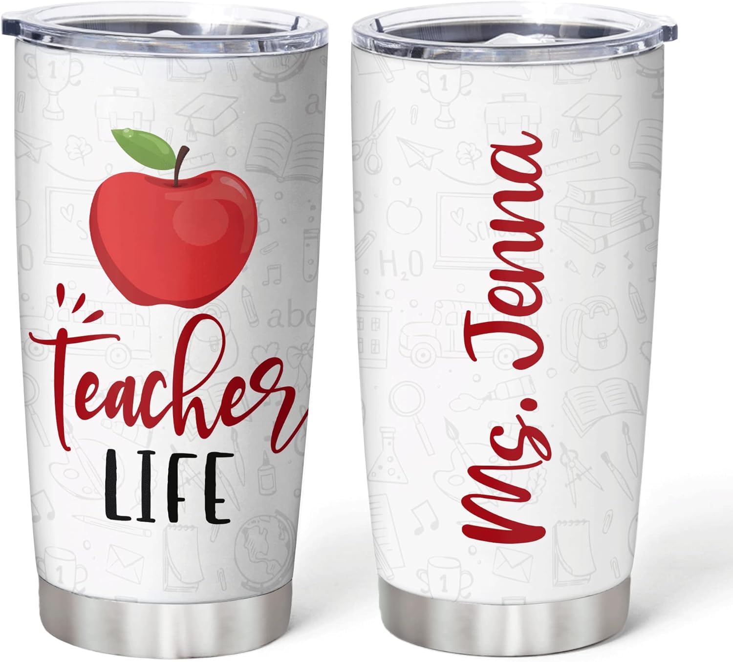 Personalized Best Teacher Tumbler With Lid 20oz Custom Name Double Wall ...