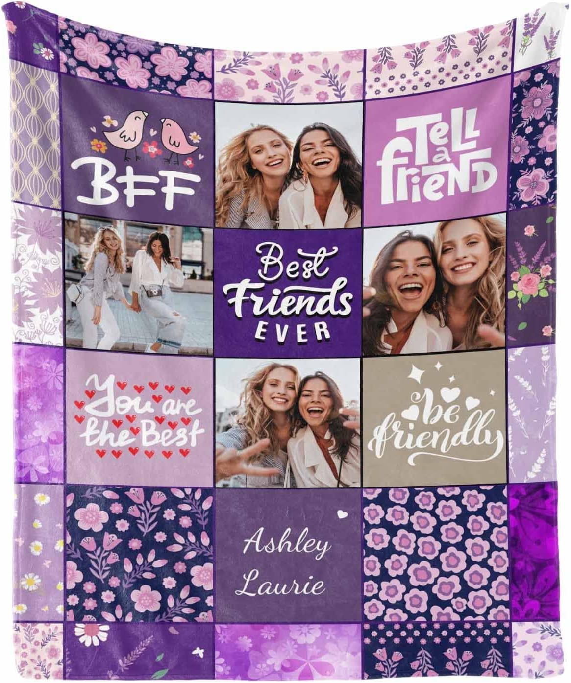 Personalized Besties Blanket with Photo Collage - Customized Throw ...