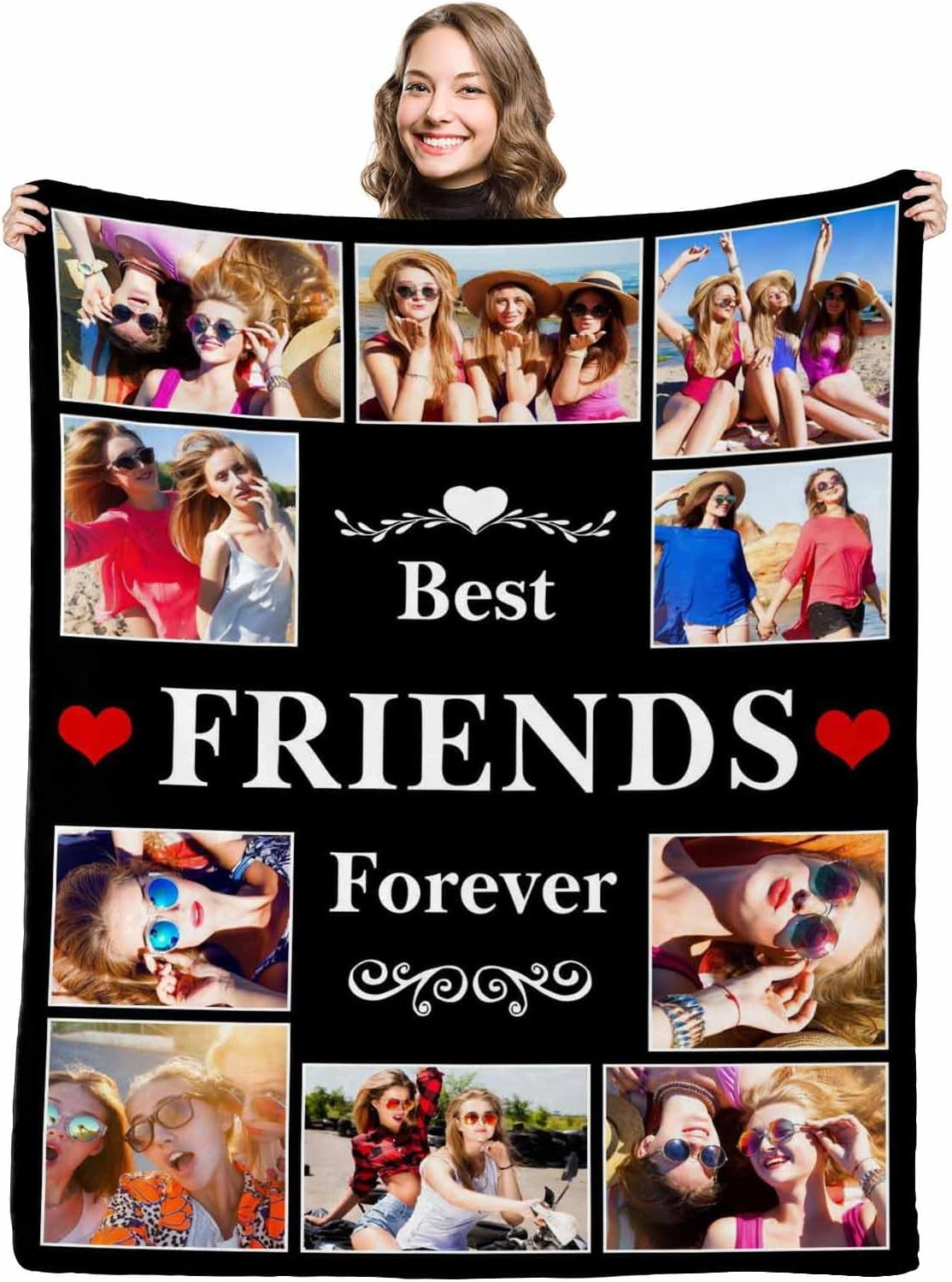 Personalized Besties Blanket with Photo Collage - Customized Throw ...