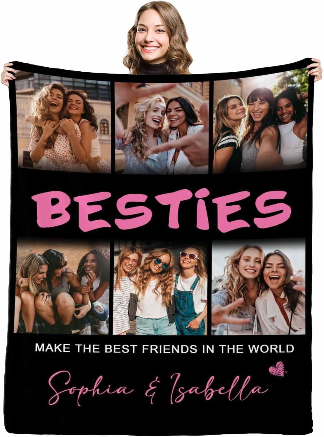 Personalized Besties Blanket with Photo Collage - Customized Throw ...