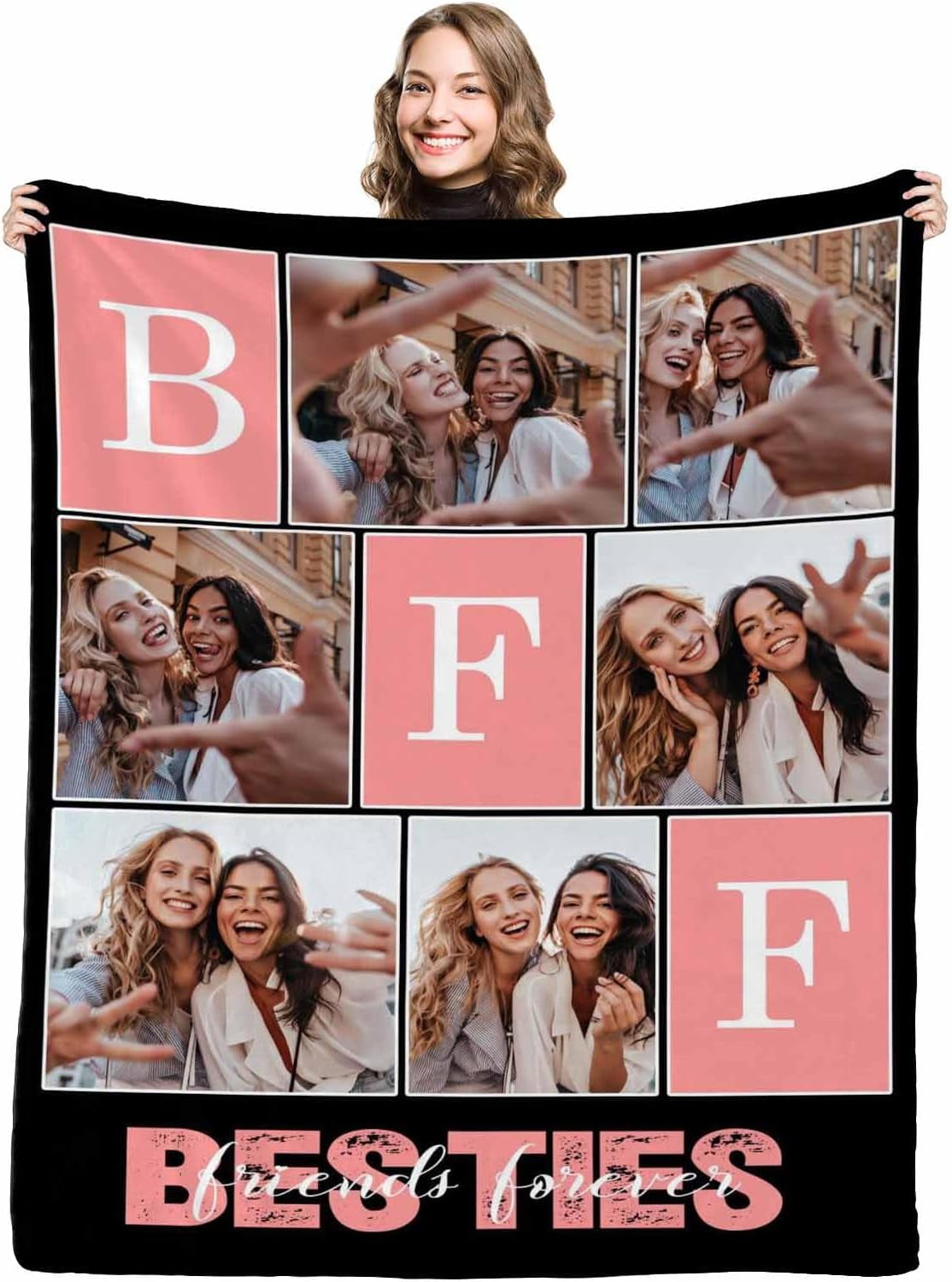 Personalized Besties Blanket with Photo Collage - Customized Throw ...