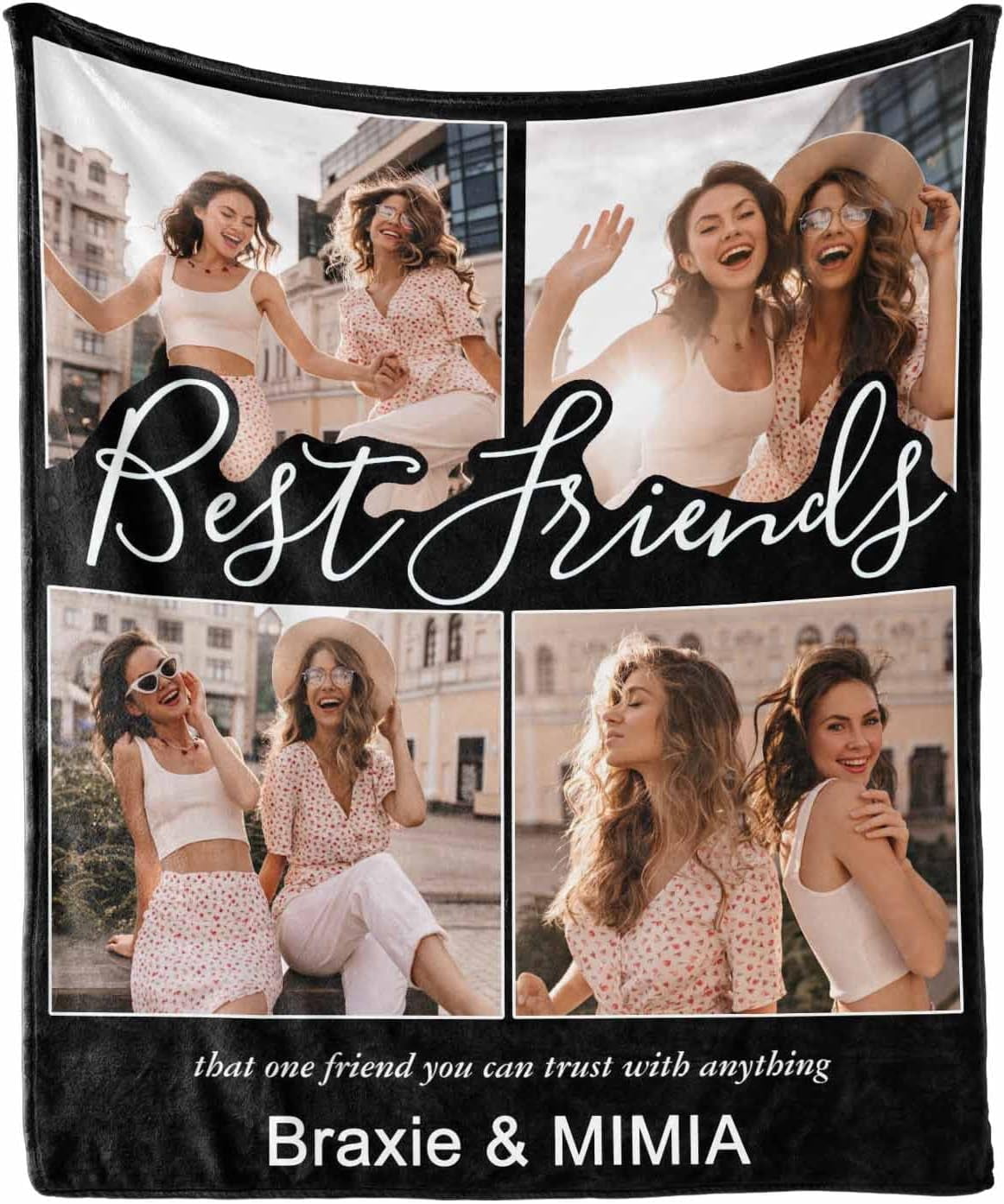 Personalized Besties Blanket with Photo Collage - Customized Throw ...