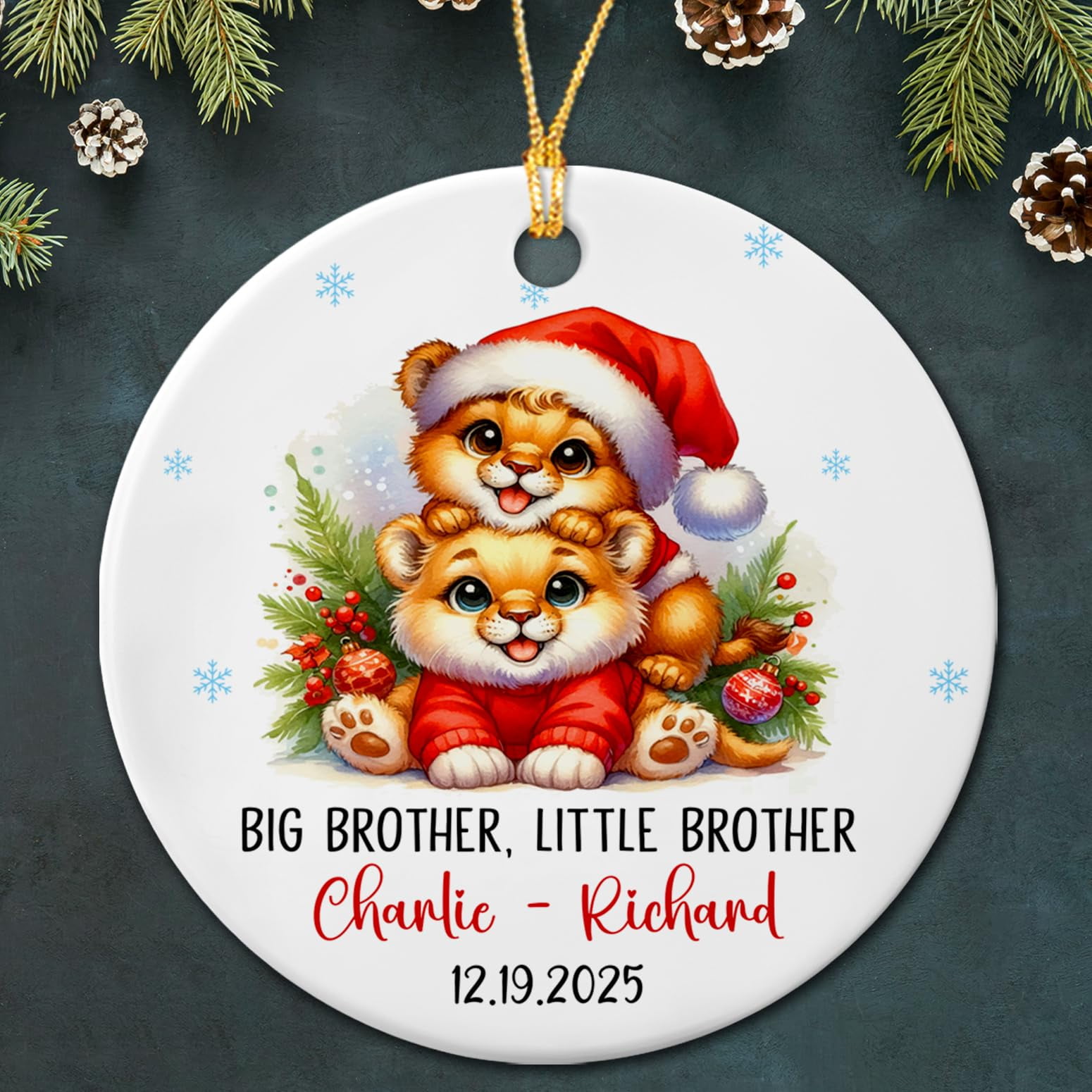 Personalized Big Brother & Little Brother Lion Ceramic Ornament ...