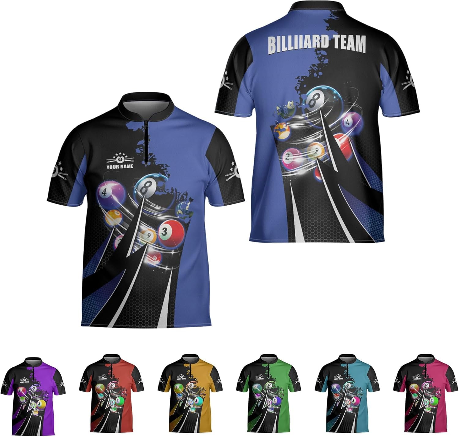 Personalized Billiard Jersey 3D Billiard Shirts for Men Billiard ...