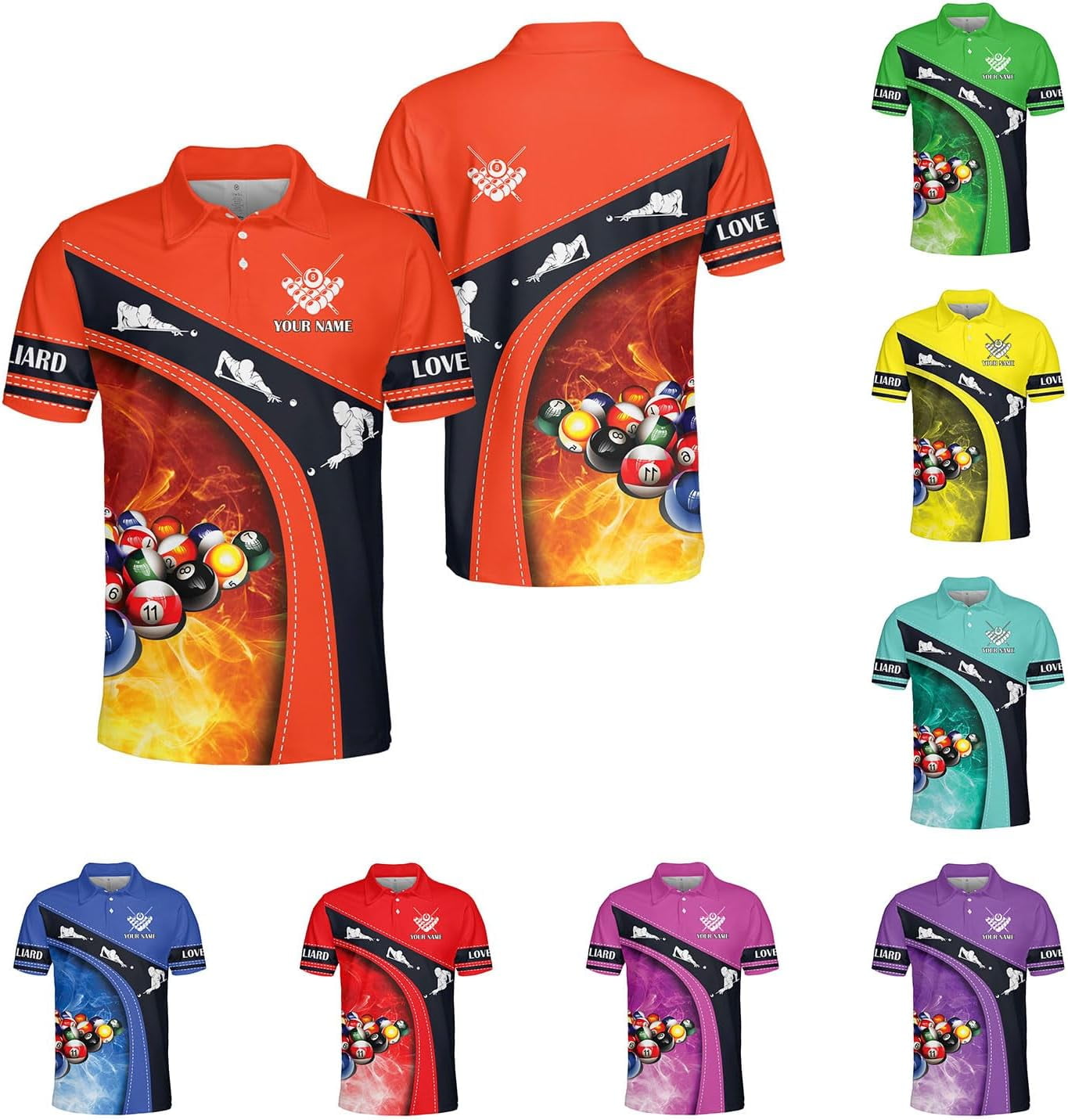 Personalized Billiard Polo Shirt Shirts Men Women Custom Name 3D Team ...
