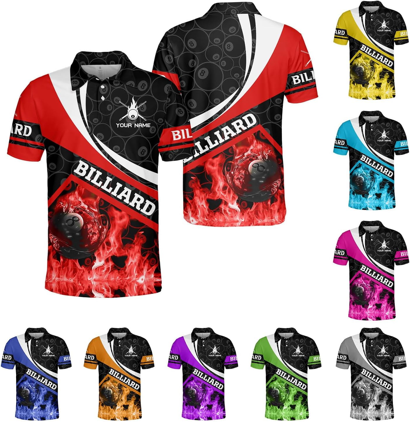 Personalized Billiard Polo Shirt Shirts Men Women Custom Name 3D Team ...