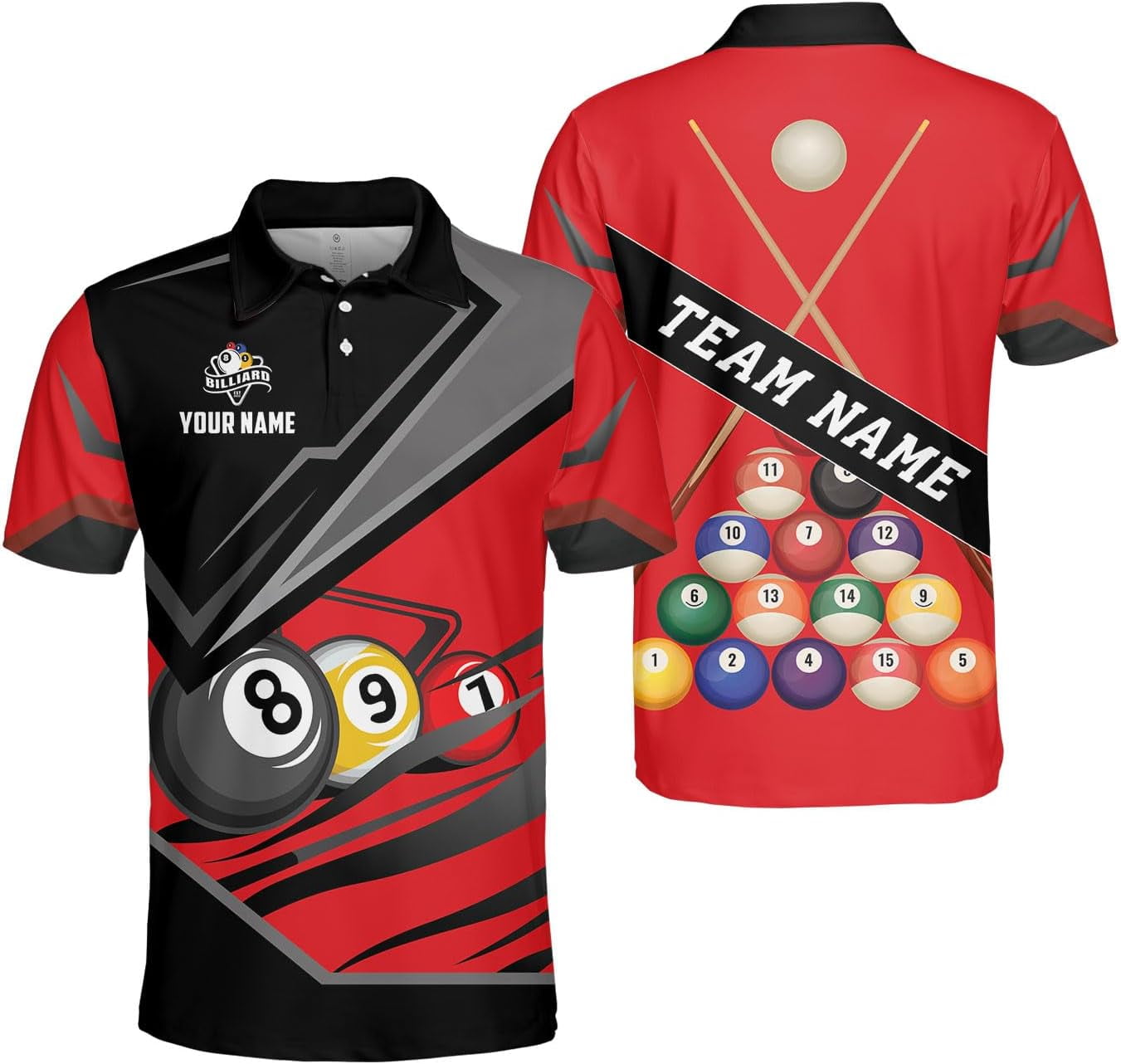 Personalized Billiard Polo Shirts Billiard Polo 3D Billiard Flag Men's ...