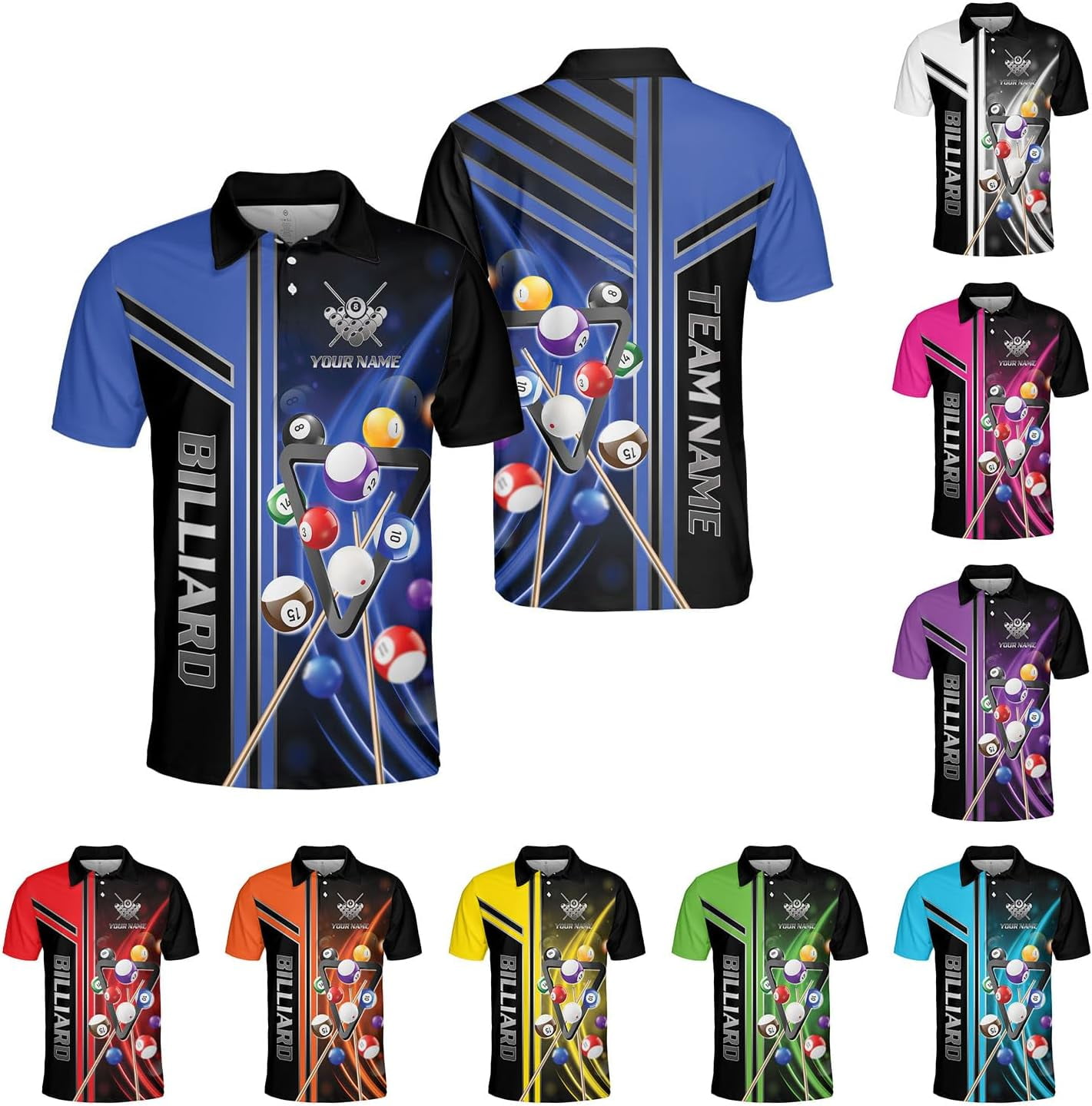 Personalized Billiard Polo Shirts, Billiards Shirts for Men, Pool ...
