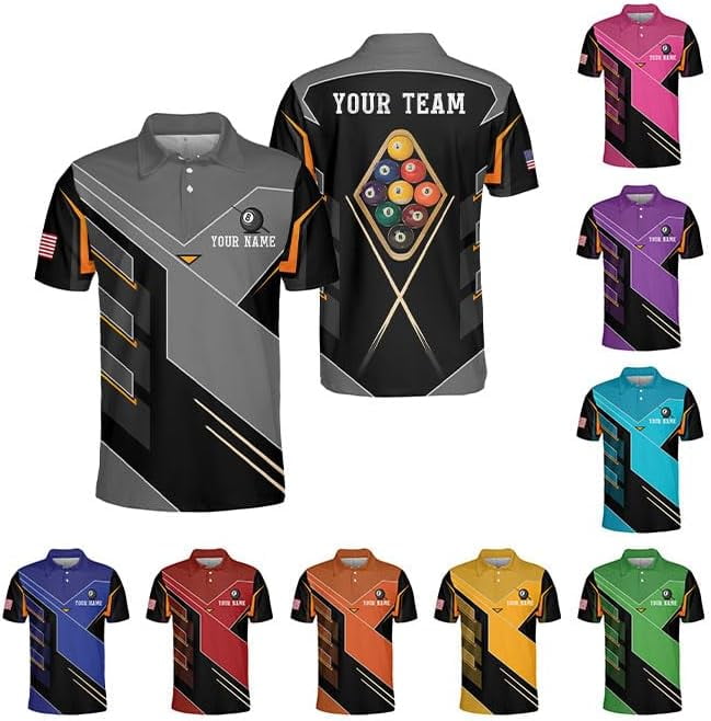 Personalized Billiard Polo Shirts, Billiards Shirts for Men, Pool ...