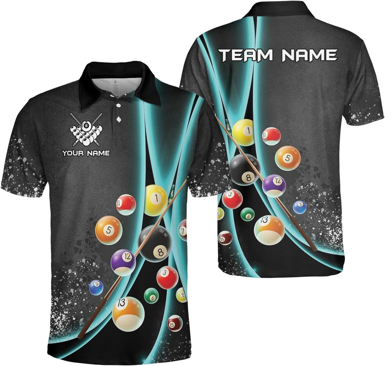 Personalized Billiard Polo Shirts, Billiards Shirts for Men, Pool Shirts, 3D Billiards 8 Ball ...