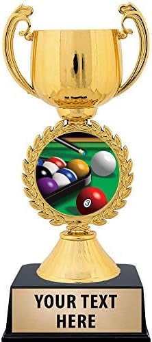 Personalized Billiards Trophy, 7.25" Gold Cup Billiards Trophies with ...