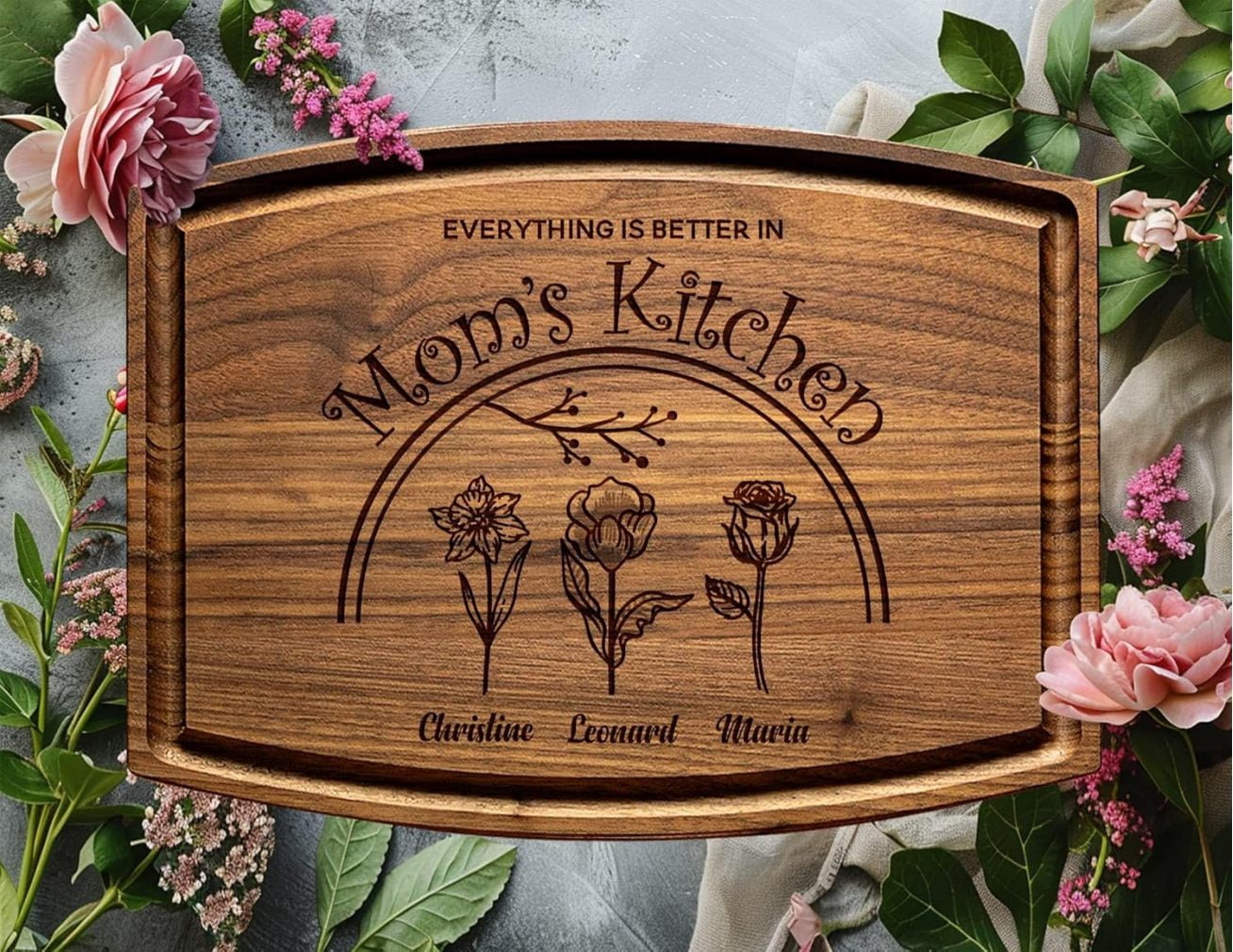 Personalized Birth Flower Charcuterie Board – Custom Cutting Board for ...