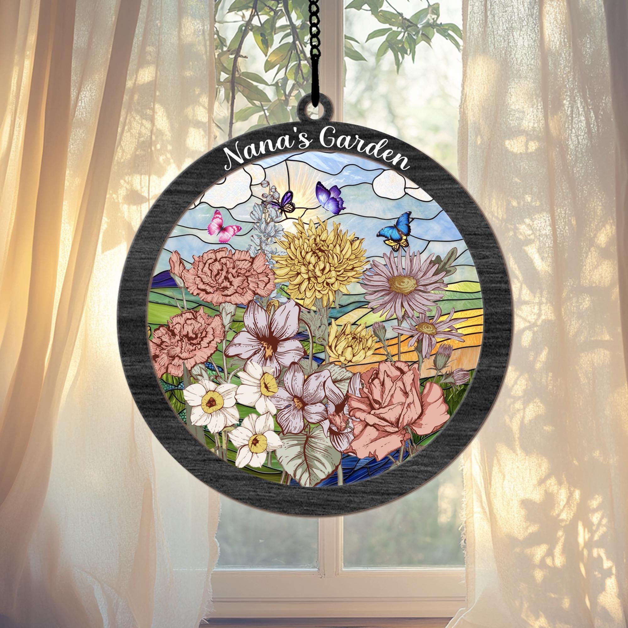 Personalized Birth Flowers Acrylic Suncatcher, Custom Mom's Garden Gift ...