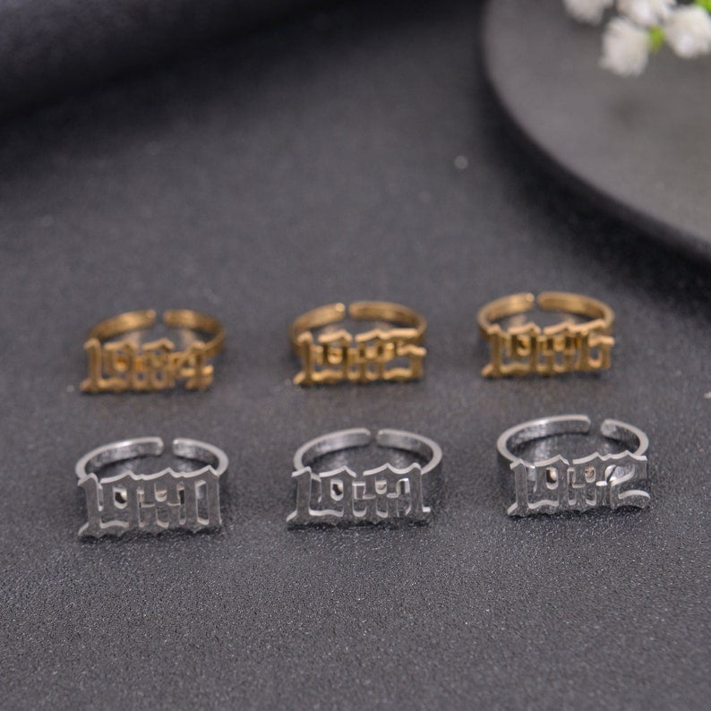 Personalized Birth Year Ring in Gold, Silver & Rose Gold | Custom ...