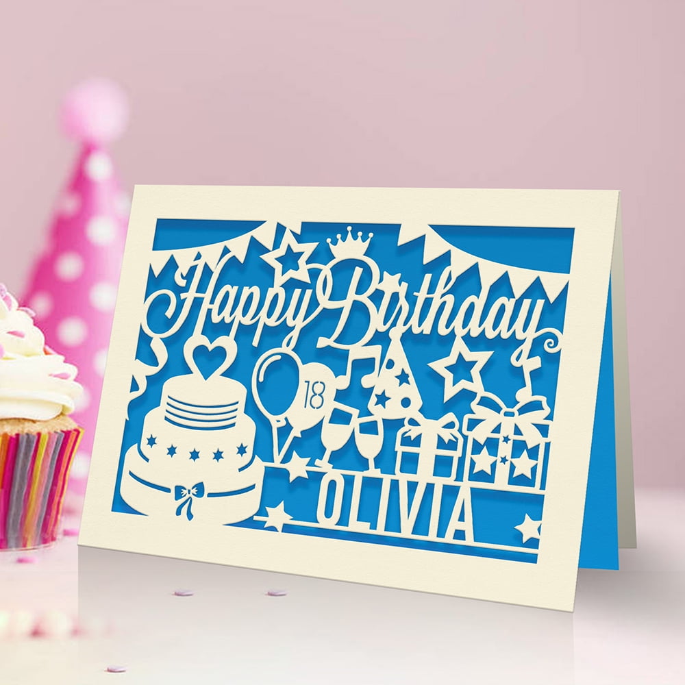 Personalized Birthday Card, Happy Birthday Greeting Card, Multi-Colos ...