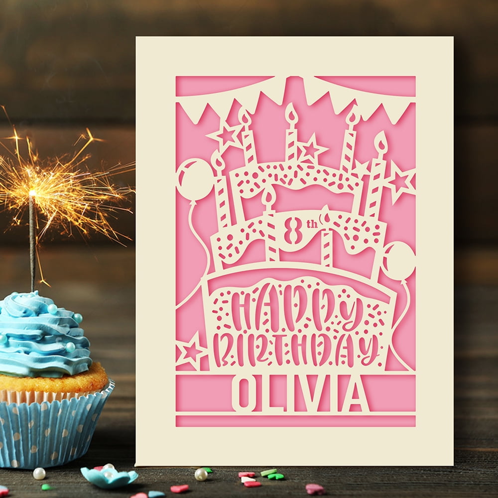 Personalized Birthday Card, Paper Cut Greeting Card, Color Inside with ...