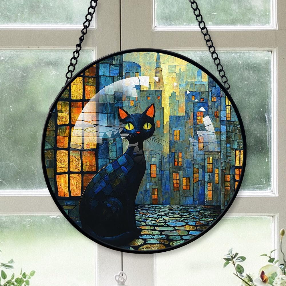 Personalized Black Alley Cat Suncatcher Stained Glass Suncatchers ...