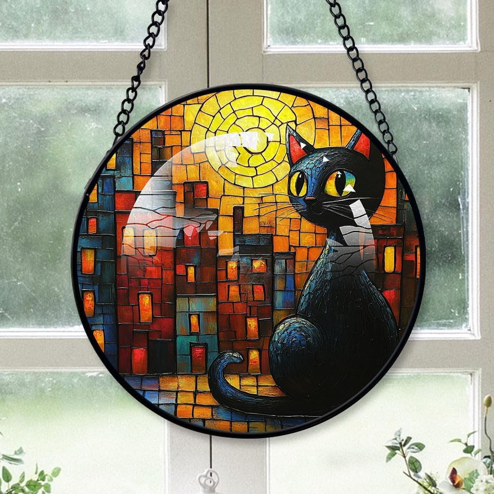 Personalized Black Alley Cat Suncatcher Stained Glass Suncatchers ...