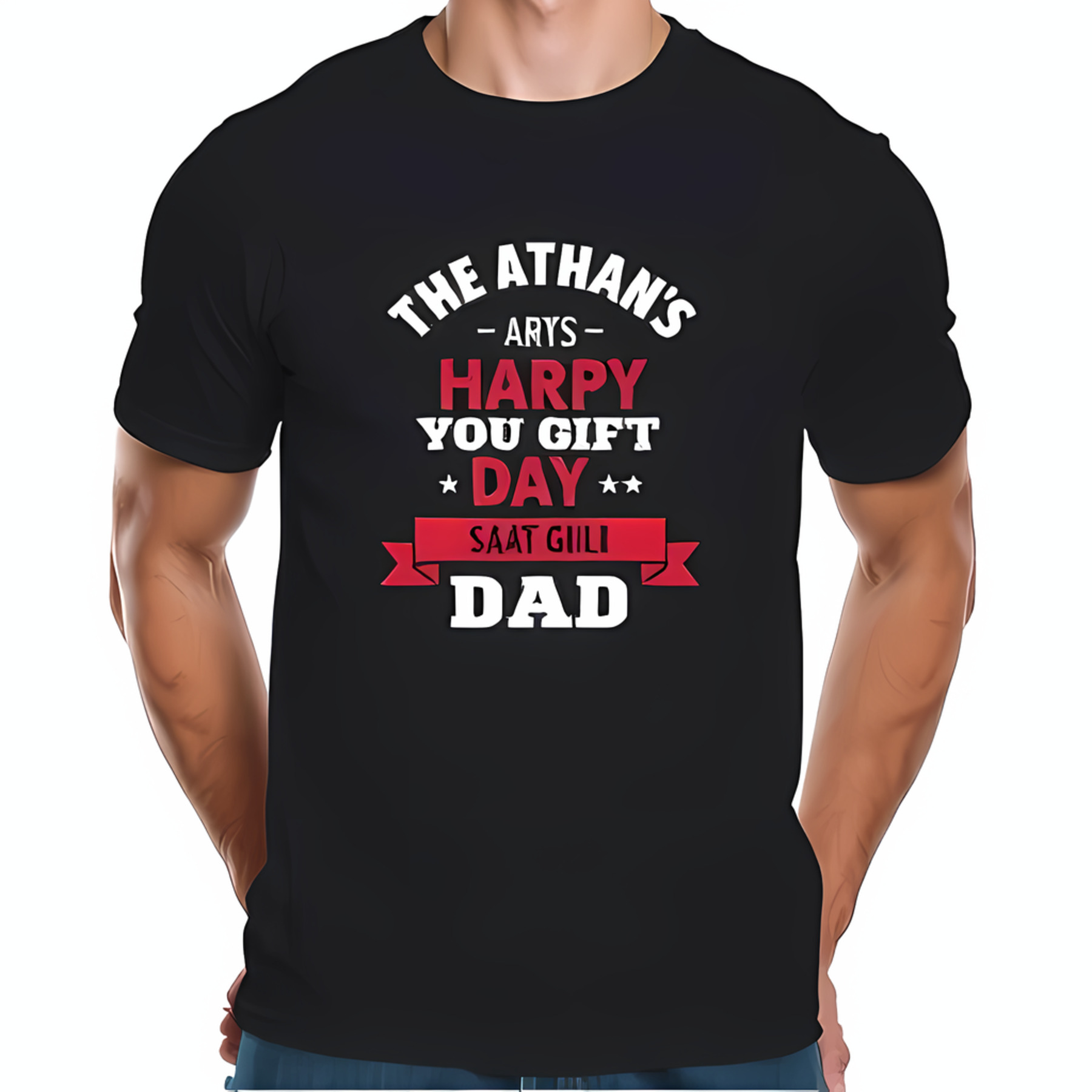 Personalized Black Cotton Short Sleeve T-Shirt for Dad - " Happy You ...