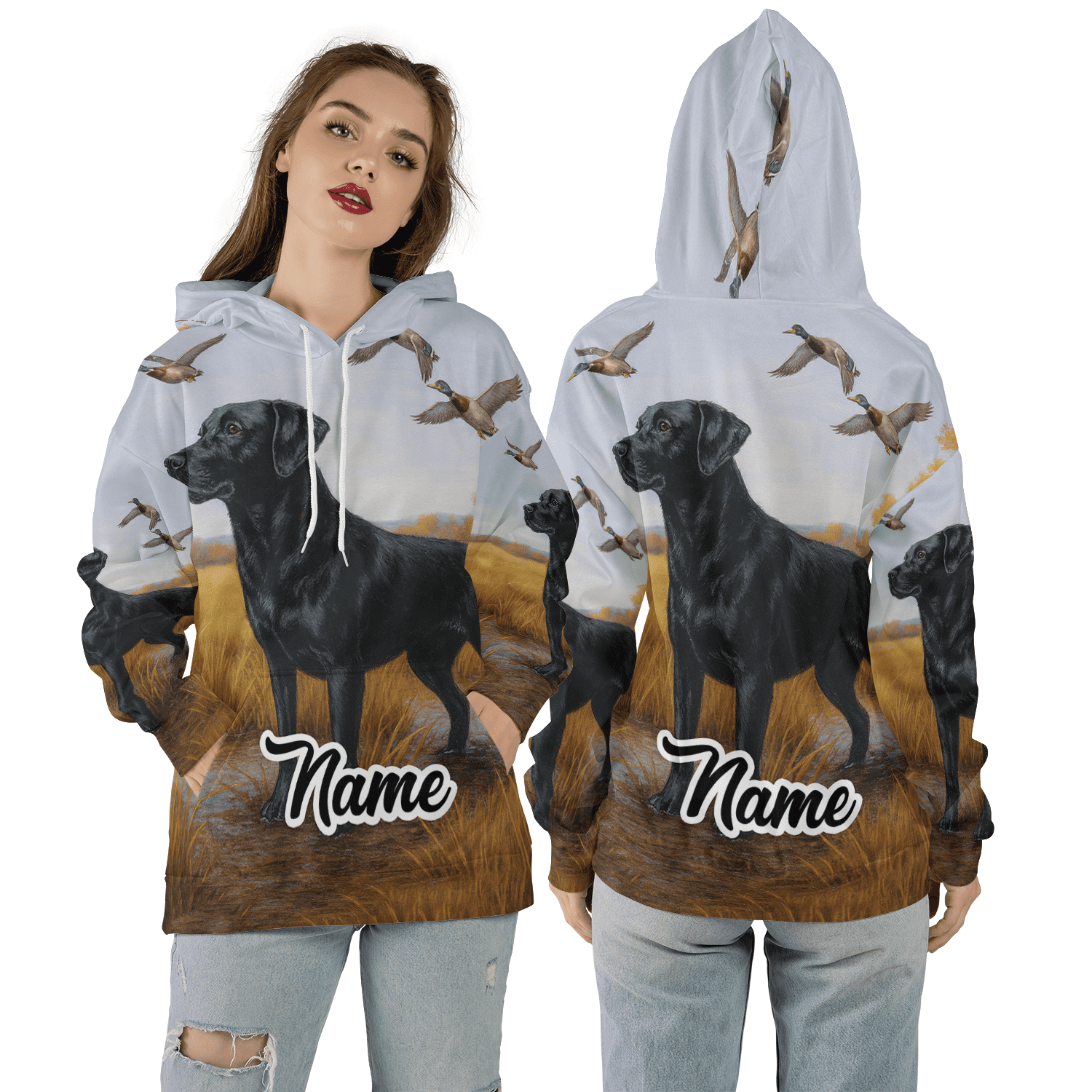 Personalized Black Labrador 3D Hoodie, Labrador Dog 3D Hooded ...