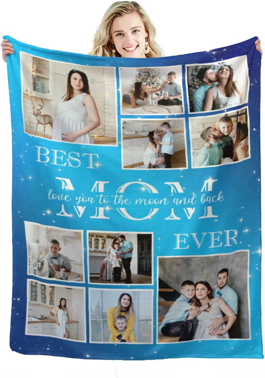 Personalized Blanket with Pictures Text, Custom Flannel Throw Blanket ...