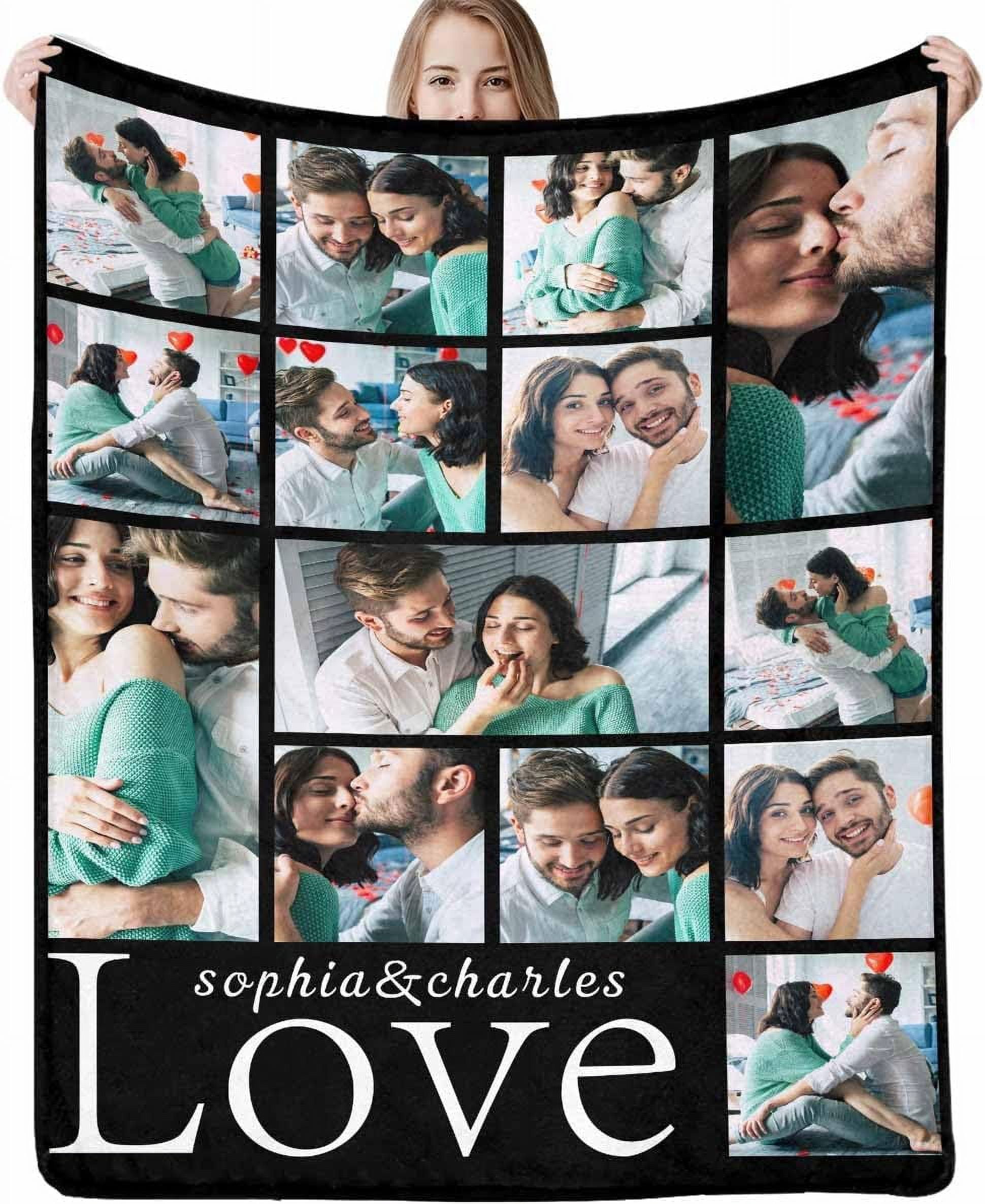 Personalized Blanket with Text and 14 Photo Custom Family Christmas ...