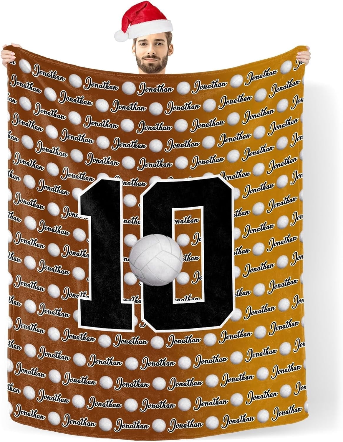 Personalized Blanket Volleyball Number Brown Throw Blankets Custom with ...