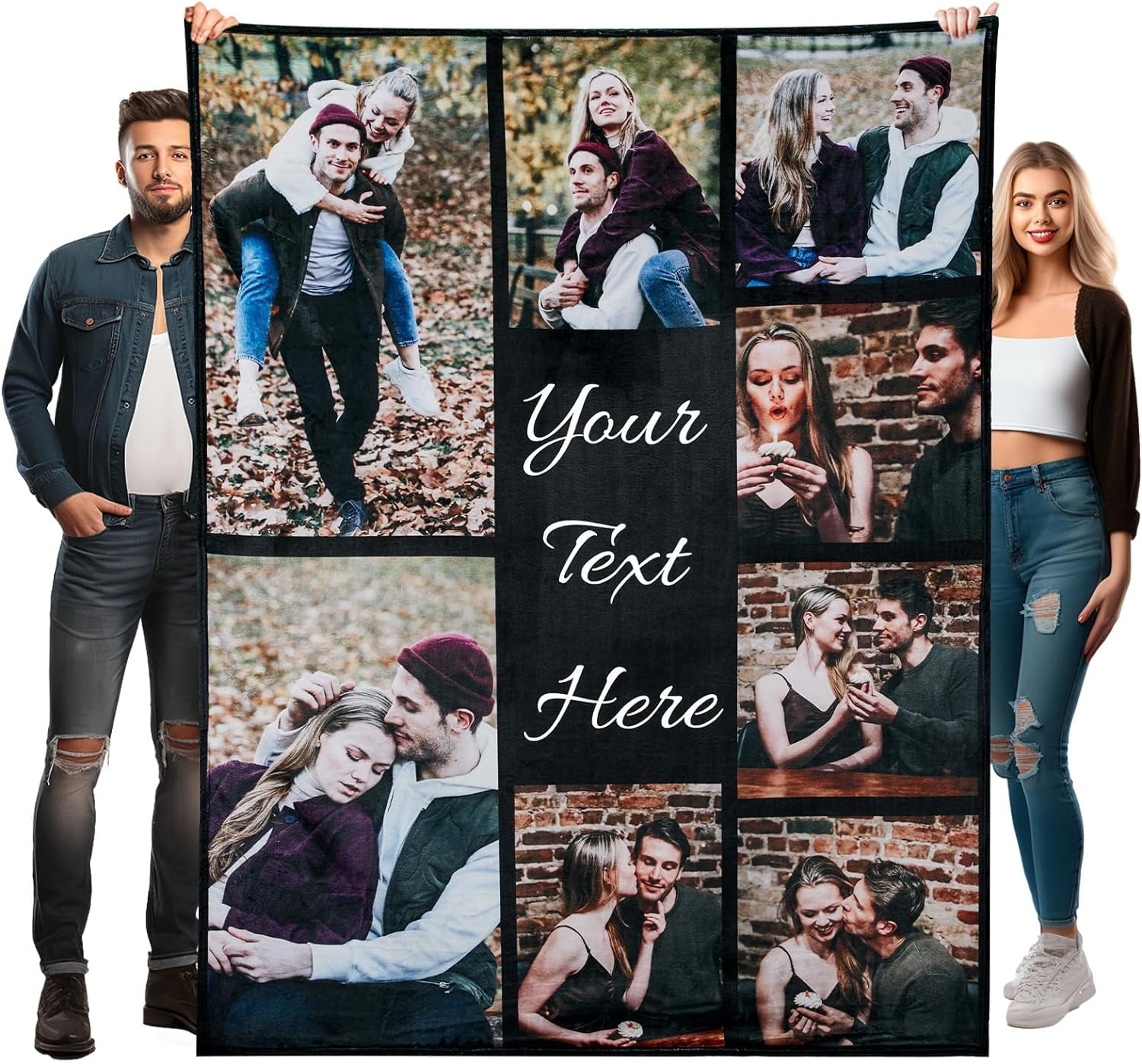 Personalized Blankets for Adults with 10 Photos and Words | Extra Large ...