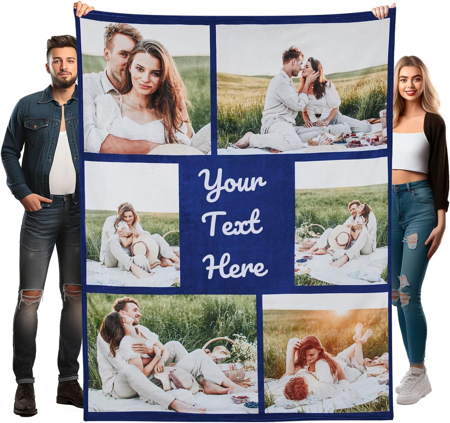 Personalized Blankets for Adults with 10 Photos and Words | Extra Large ...