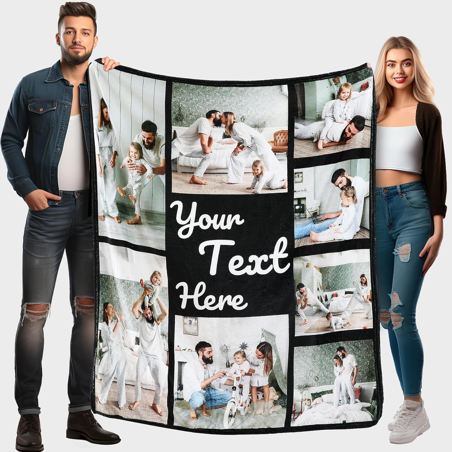 Personalized Blankets for Adults with 10 Photos and Words | Optional ...