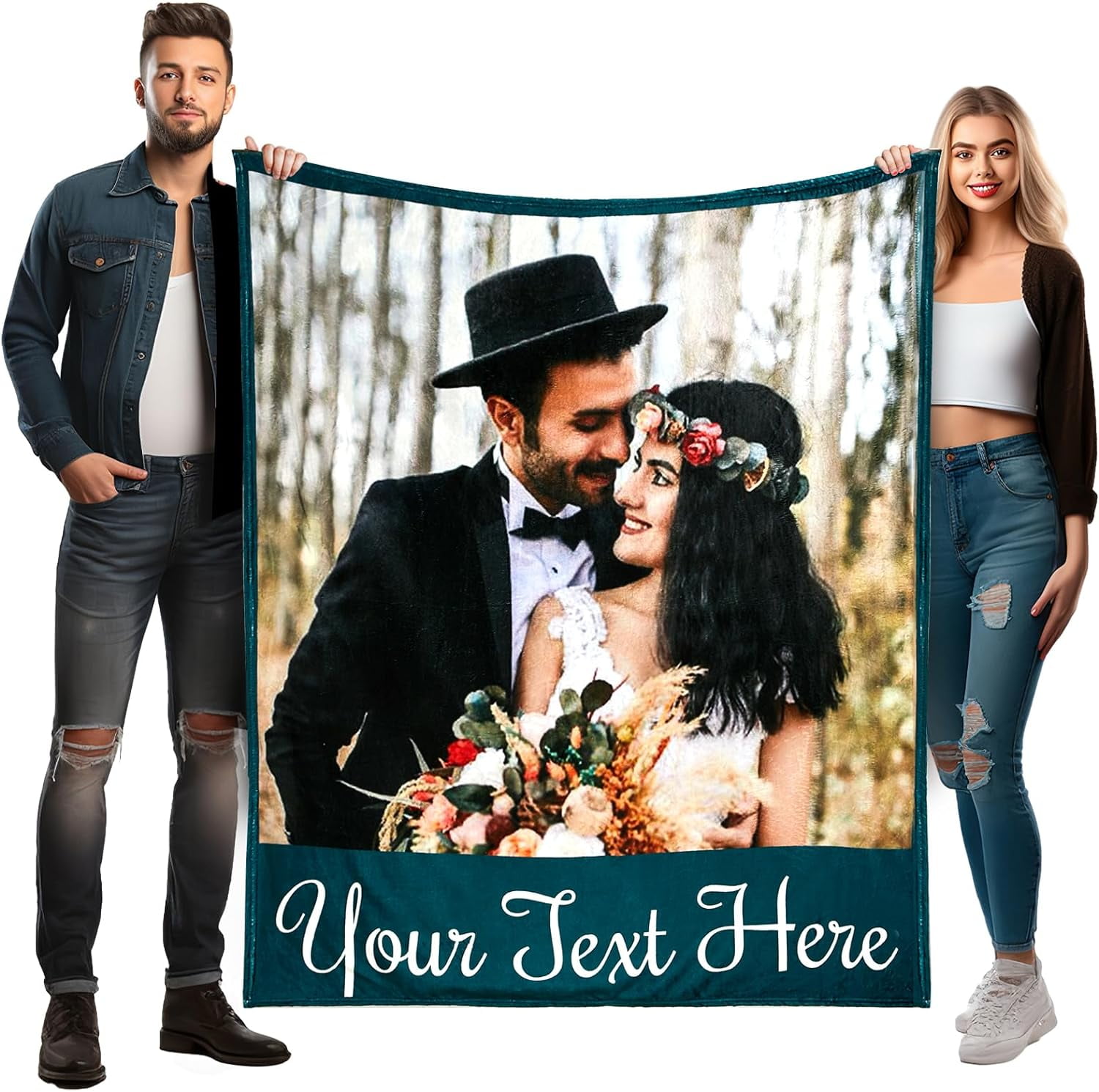 Personalized Blankets for Adults with 10 Photos and Words | Optional ...
