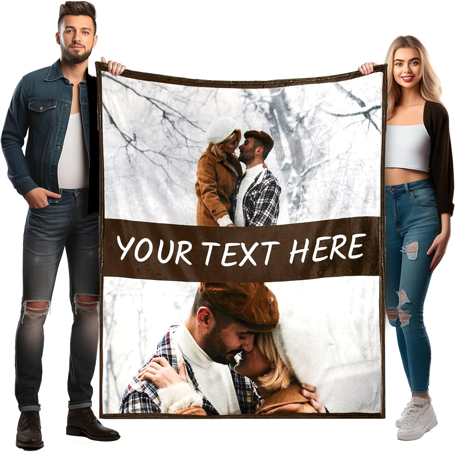 Personalized Blankets for Adults with 10 Photos and Words | Optional ...