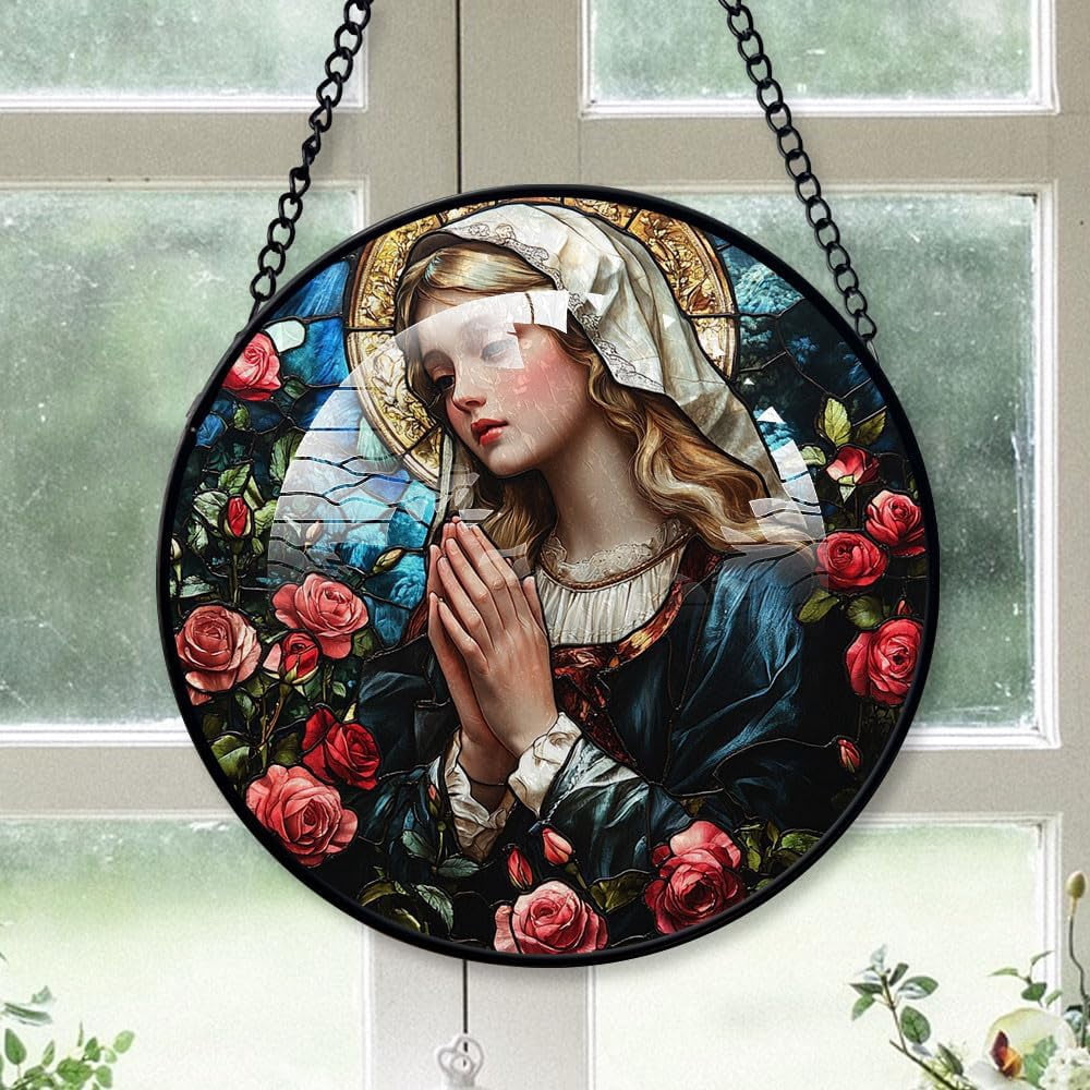 Personalized Blessed Virgin Suncatcher Stained Glass Suncatchers ...